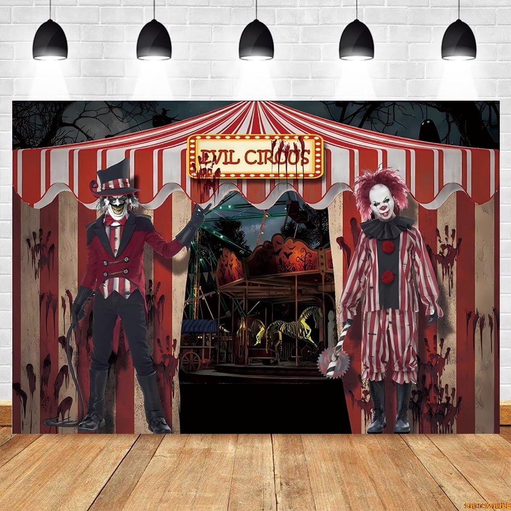 Hallowe Horror Circus Backdrop for Photography Evil Clown Scary ...