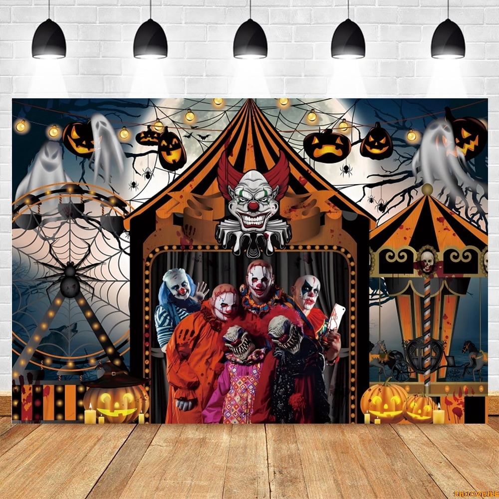 Hallowe Horror Circus Backdrop for Photography Evil Clown Scary ...