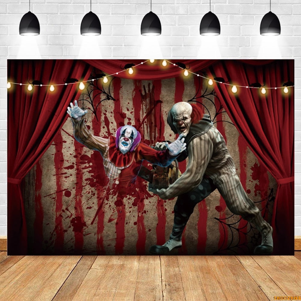 Hallowe Horror Circus Backdrop for Photography Evil Clown Scary ...