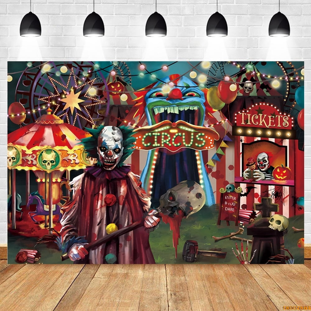 Hallowe Horror Circus Backdrop for Photography Evil Clown Scary ...