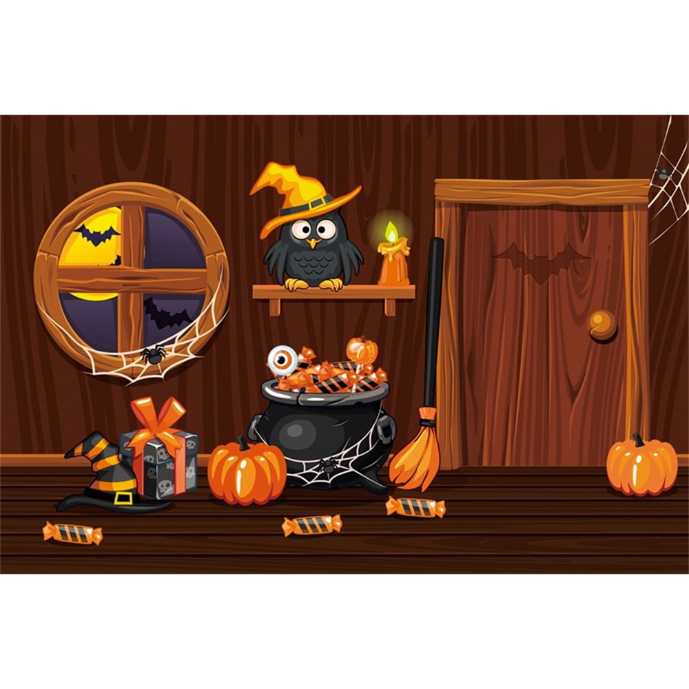 Hallowe Living Room Backdrop Baby Indoor Party Photo Booth Background Horror Jack O'Lantern ...