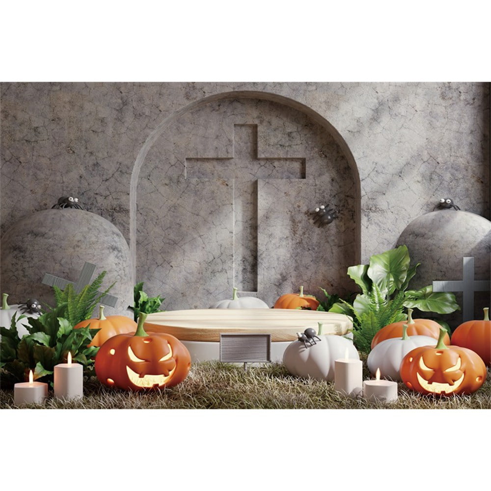 Hallowe Living Room Backdrop Baby Indoor Party Photo Booth Background Horror Jack O'Lantern ...