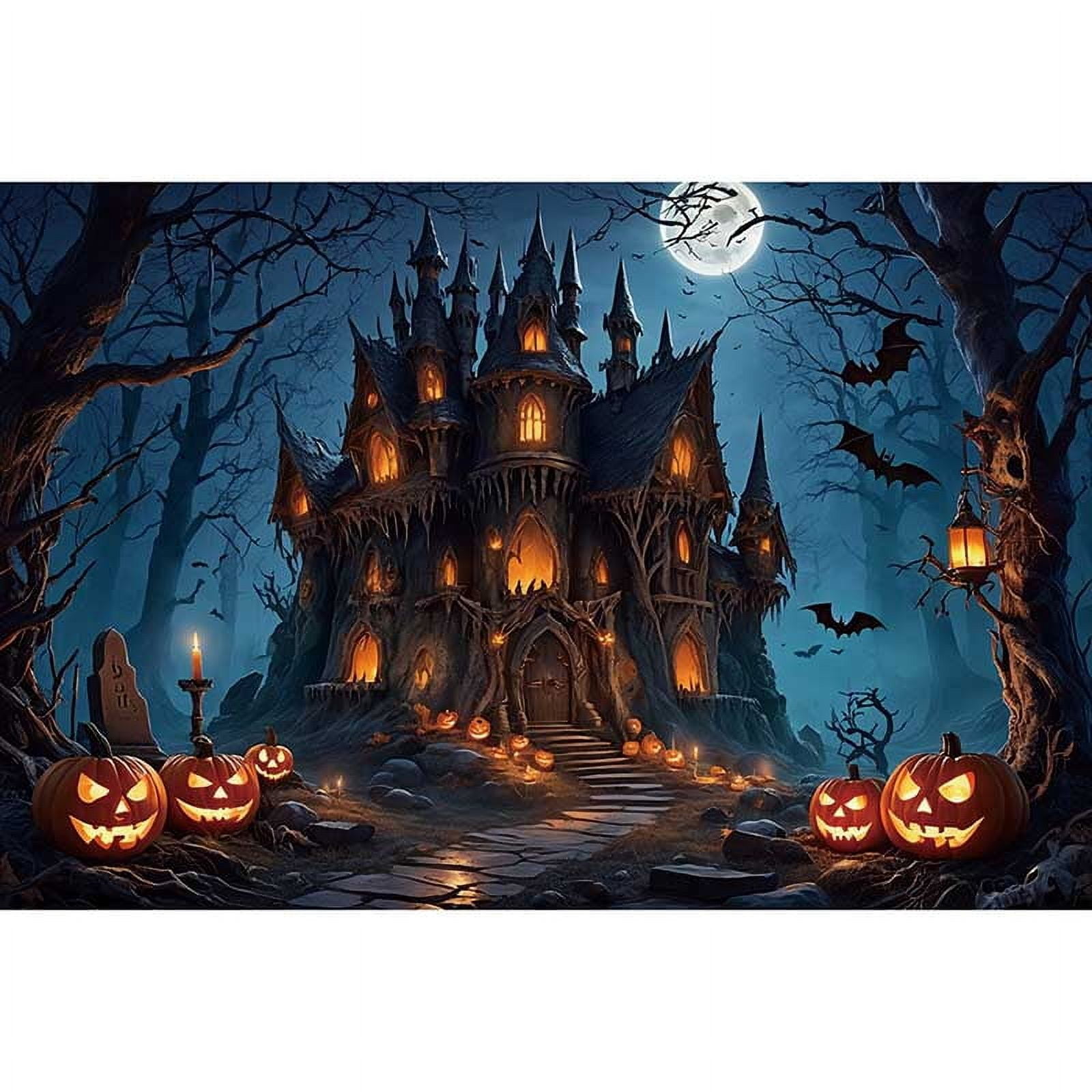 Hallowe Outdoor Backgrounds for Photography Creepy Blue Forest Neon ...