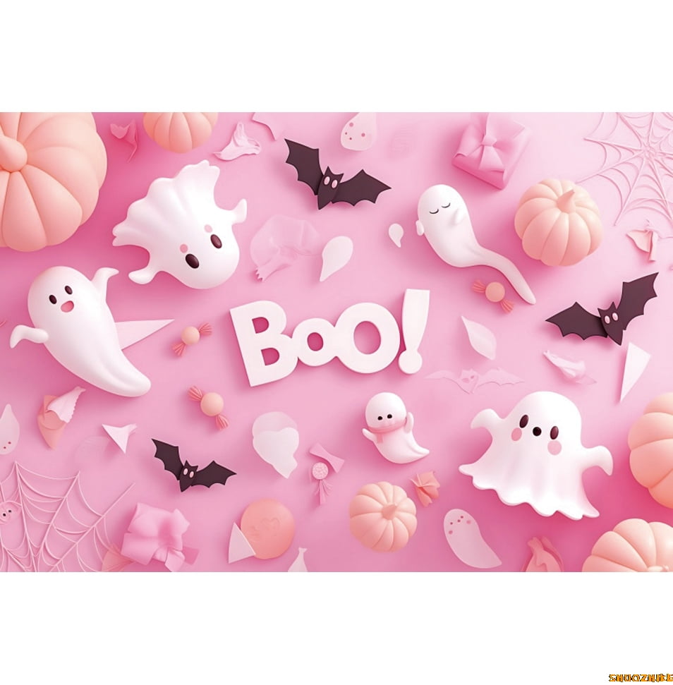 Hallowe Pink Cute Backdrop Baby Shower 1st Birthday Party Portrait ...