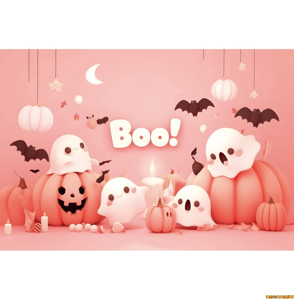 Hallowe Pink Cute Backdrop Baby Shower 1st Birthday Party Portrait ...