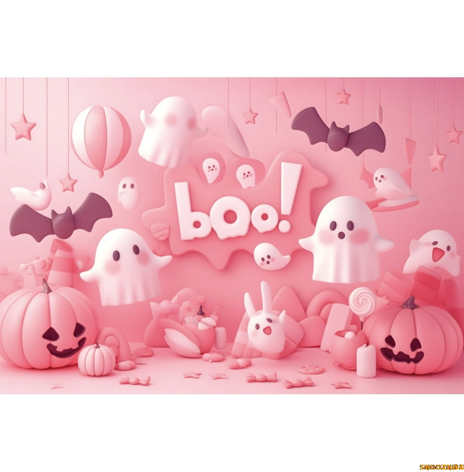 Hallowe Pink Cute Backdrop Baby Shower 1st Birthday Party Portrait ...