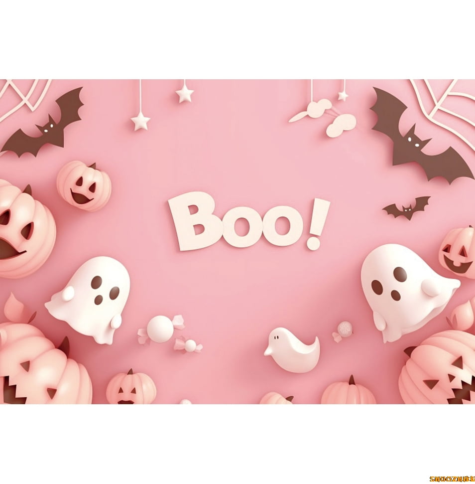 Hallowe Pink Cute Backdrop Baby Shower 1st Birthday Party Portrait ...
