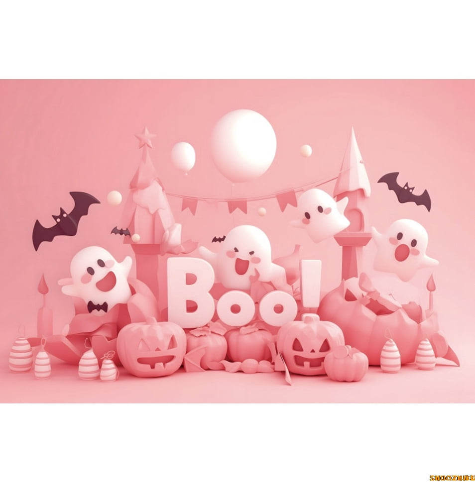 Hallowe Pink Cute Backdrop Baby Shower 1st Birthday Party Portrait ...