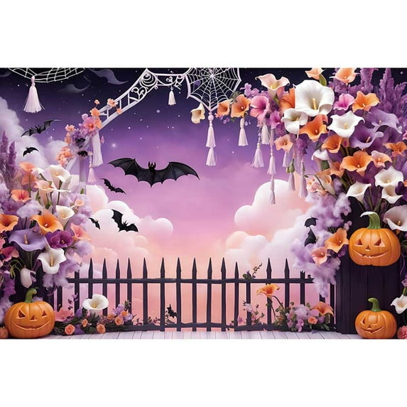 Hallowe02 Gard Fce Backdrop Photography Flower Pumpkin Photo Studio ...