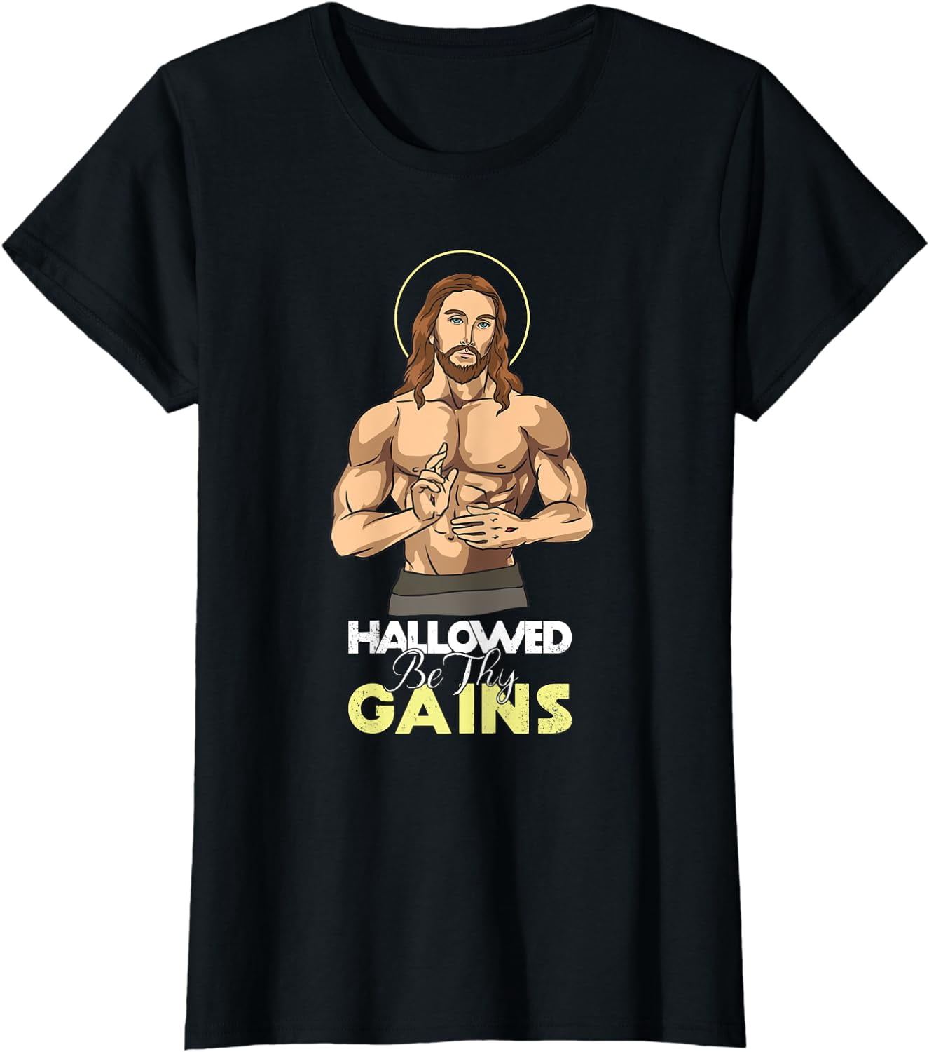 Hallowed Be Thy Gains Jesus Weight Lifting Workout T-Shirt - Walmart.com