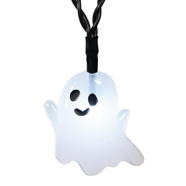 Halloween 10-Count Battery-Operated Cool White LED Ghost String Lights ...