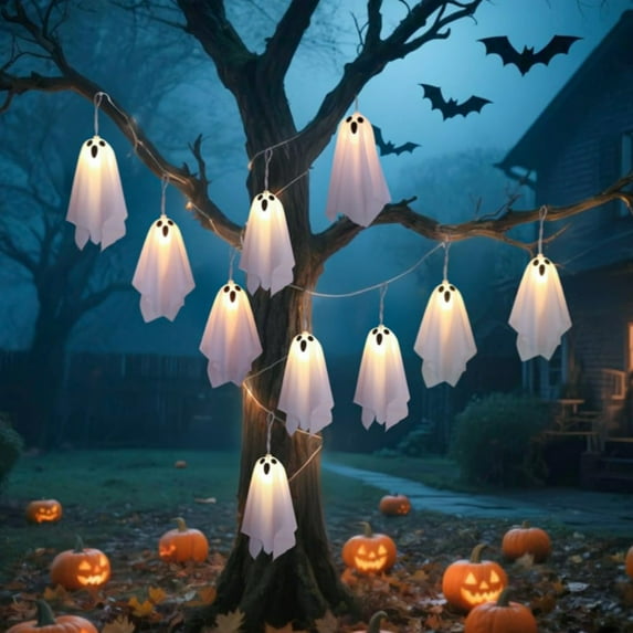 Halloween 10 Glowing Ghost Pendants Light String, Halloween Led Light ...