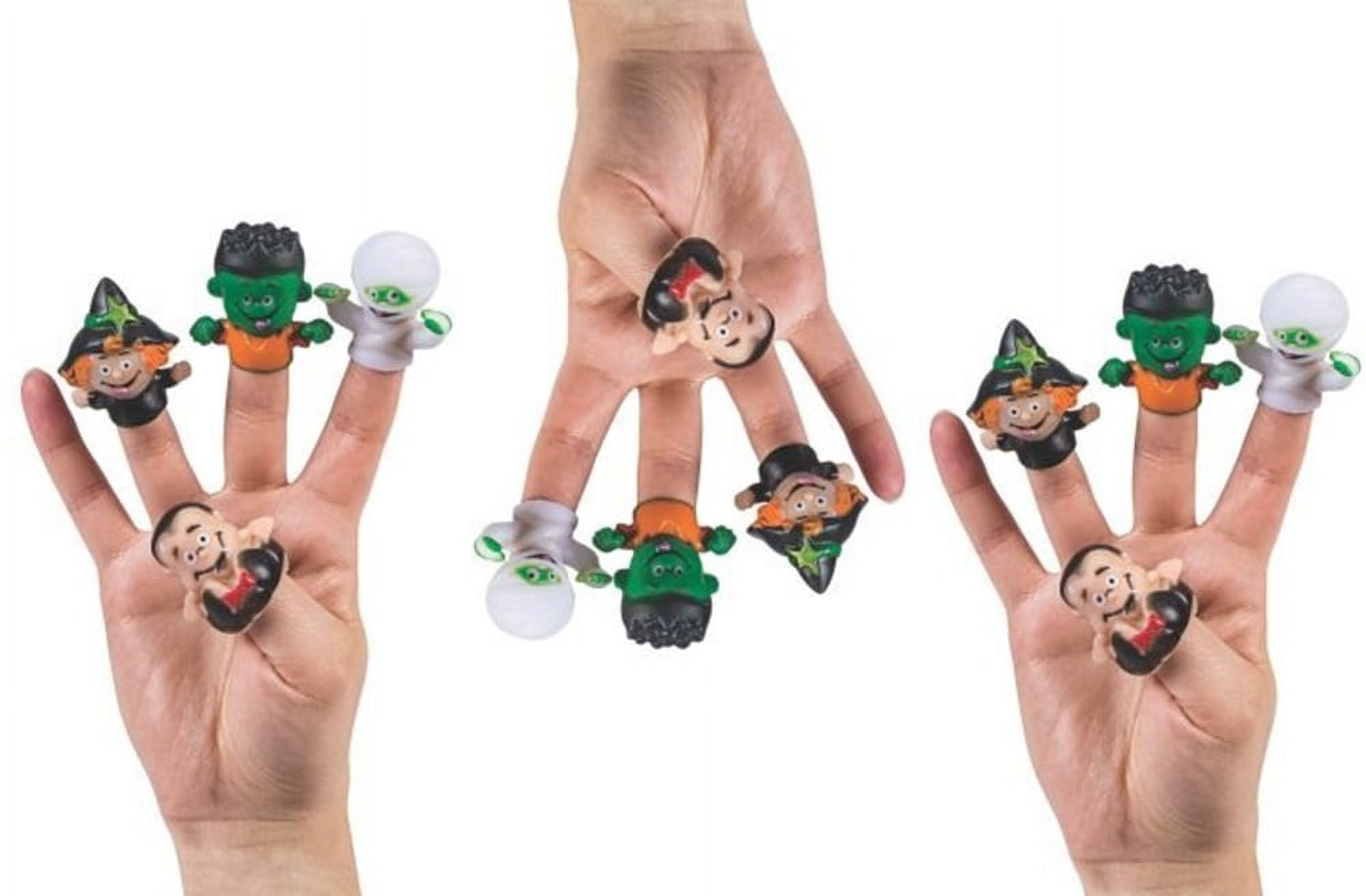Halloween 12 Pack Assorted Monster Finger Puppets Vampire Frankenstein ...