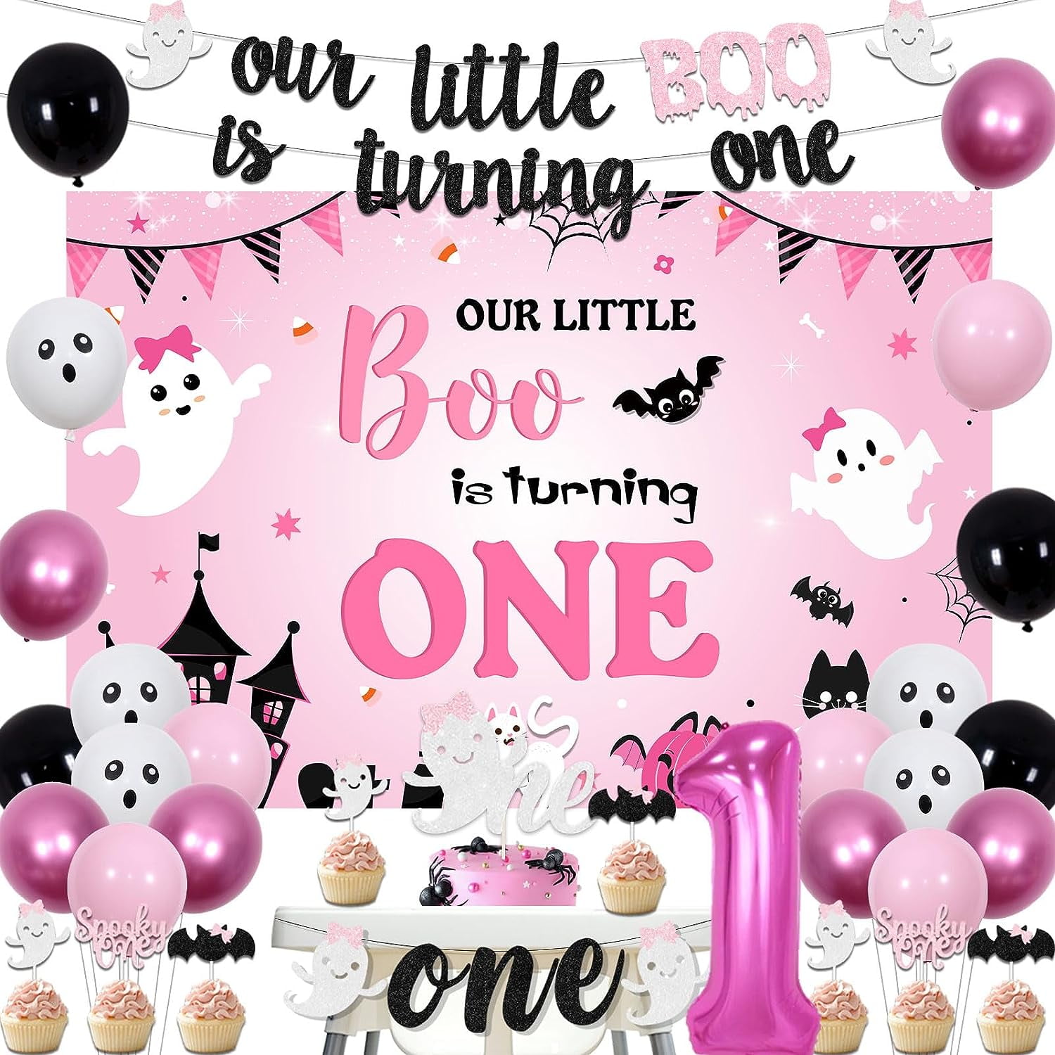 Halloween 1st Birthday Party Decorations Girl Our Little Boo is Turning ...