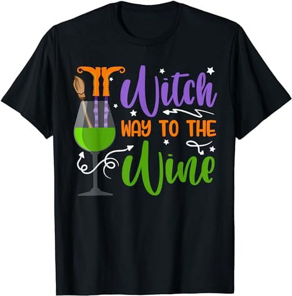 Halloween 2023 Witches Witch way to the wine Costume T-Shirt - Walmart.com