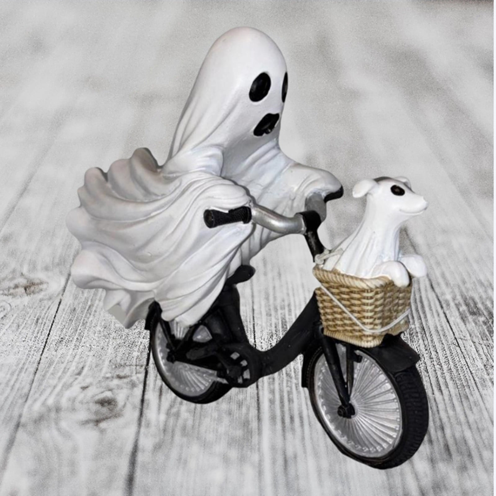 Halloween 2025 Ghost Statue Ride Bike with Dog, Spooky Rides with Dog ...