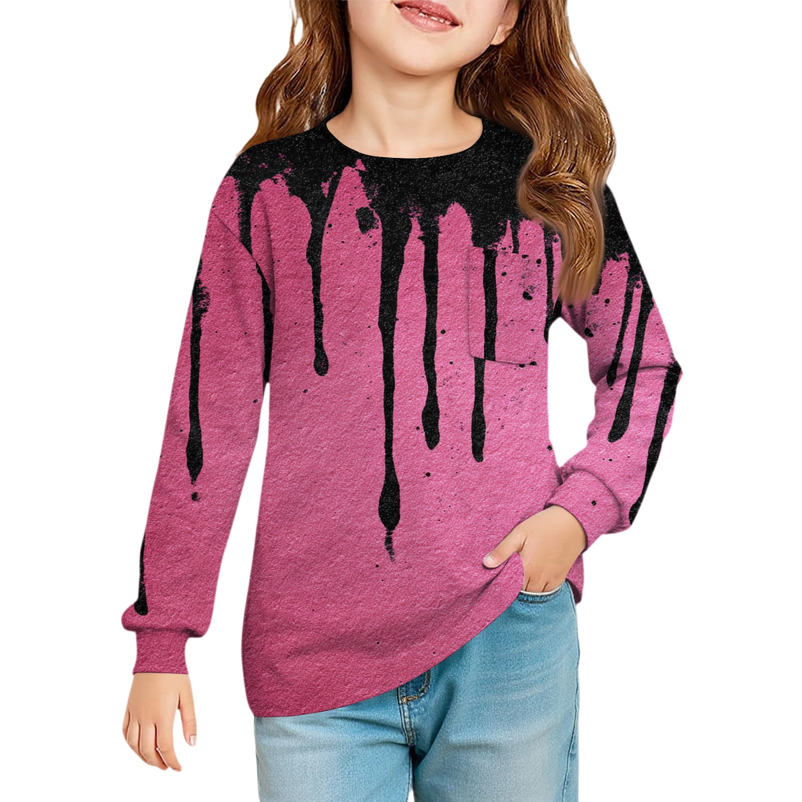 Halloween 2025 NEW Girls Long Sleeve Shirts Fall Black Shirts Size 5-6 ...
