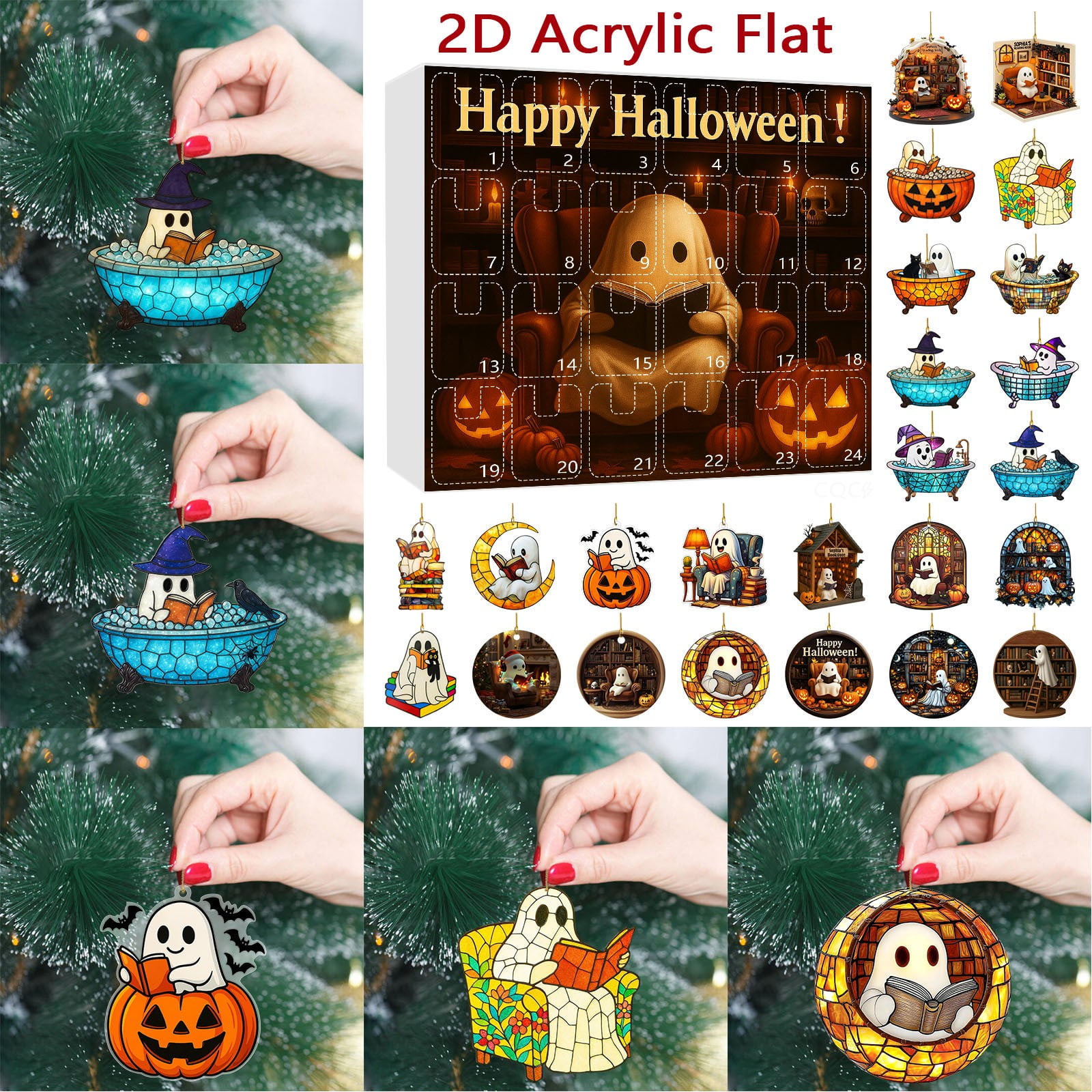 Halloween 2D Reading Ornament Set – Immersive Spooky Decor & Countdown ...