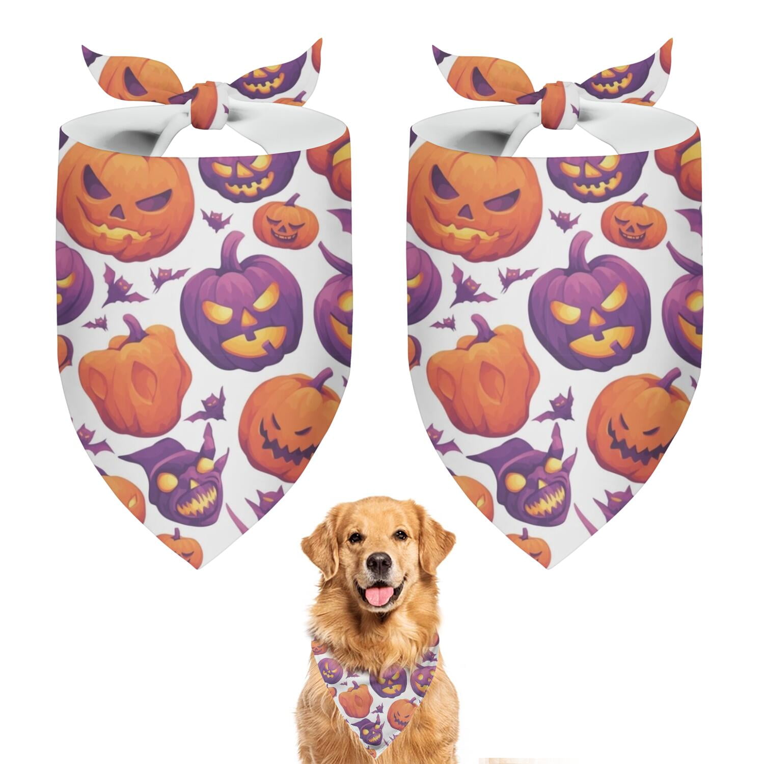 Halloween 2PCS L 30x21in Pet Scarf for Dogs and Cats, 100% Polyester ...