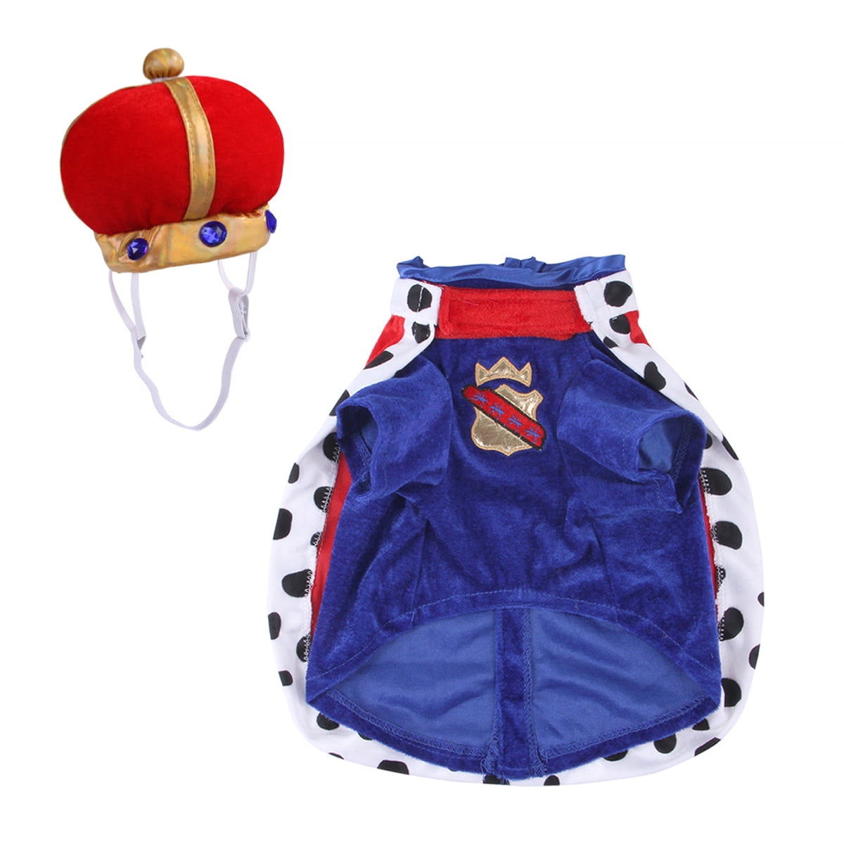 Halloween 3 Pcs Dog King Cloak Costume with Crown Cap Pet Suit Prince ...