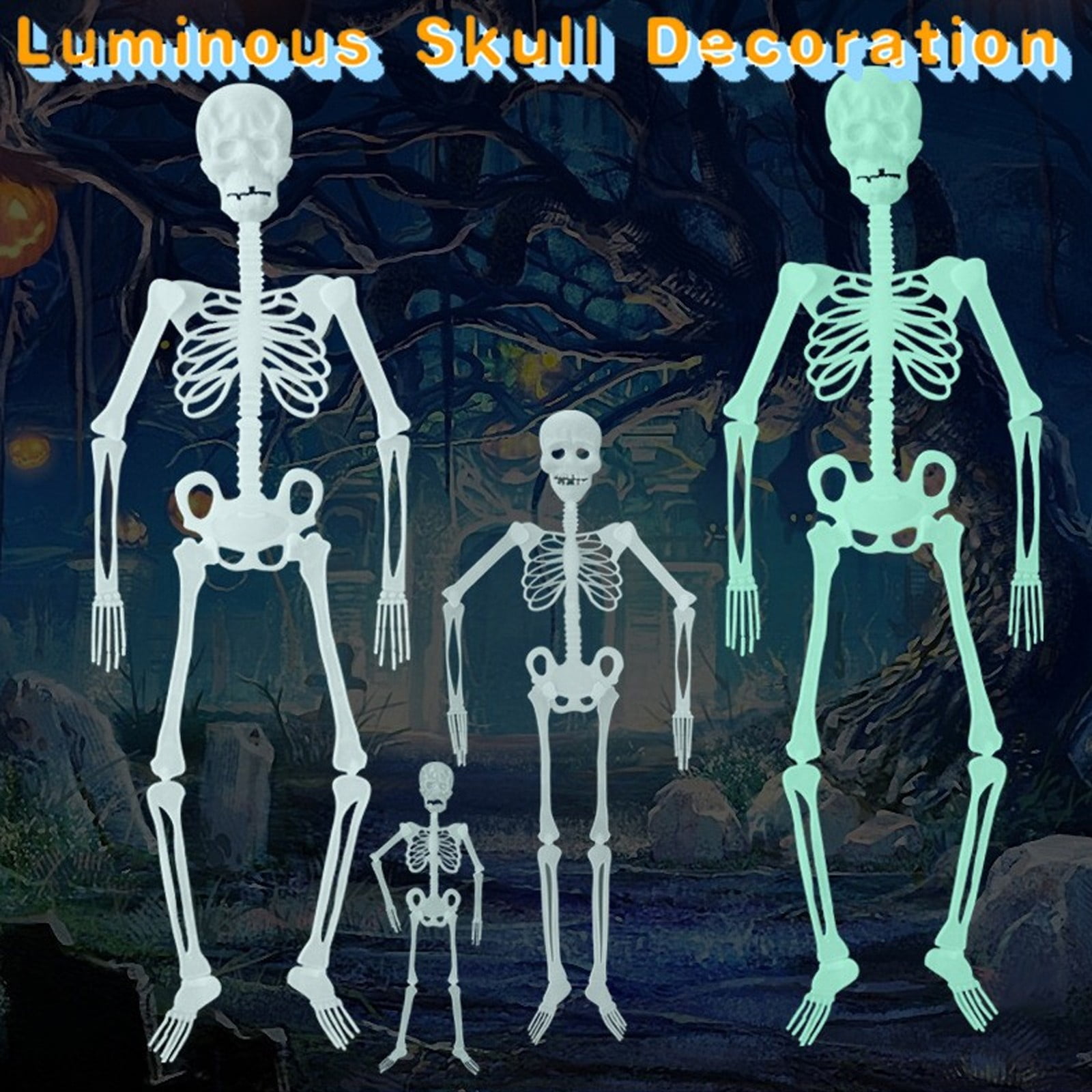 Halloween 35.4 inches Luminous Skeletons Decorations, Glow in The Dark ...