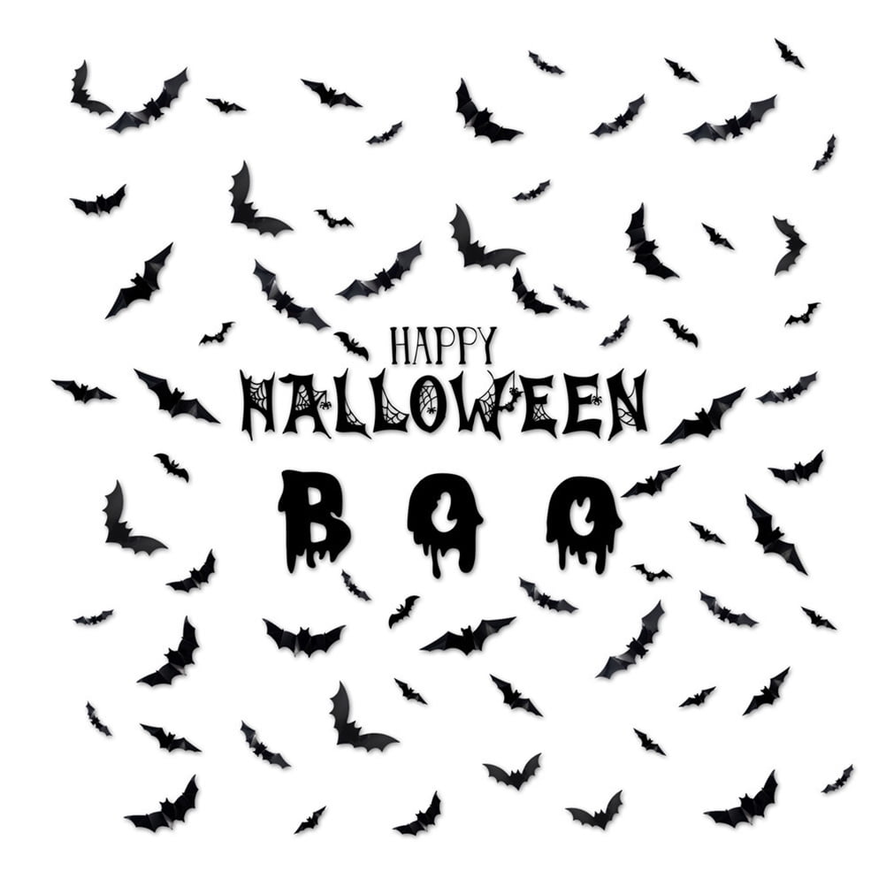 Halloween 3D Bat Ghost Stickers Realistic Scary Bat Stickers DIY Wall ...