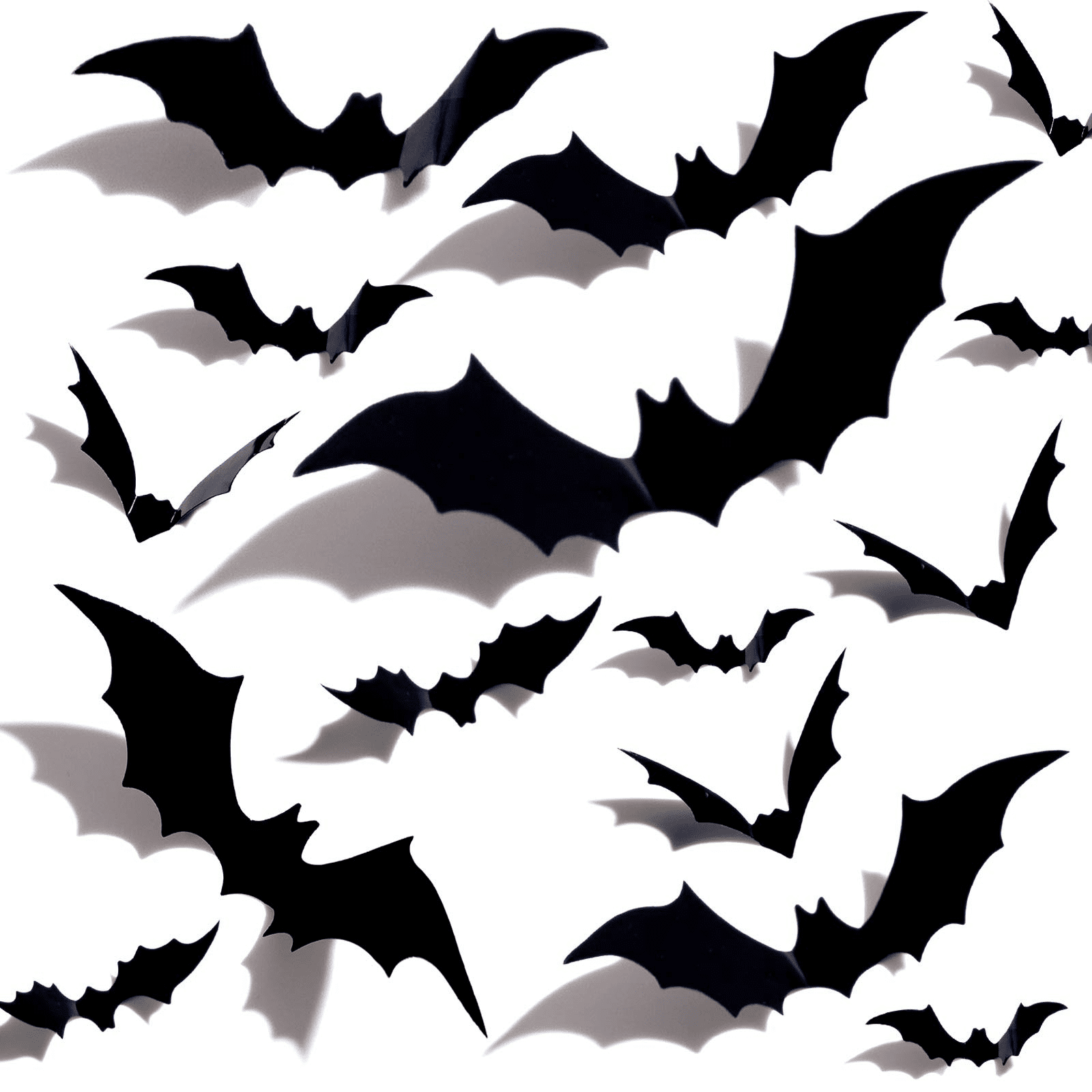 EFINNY Halloween 3D Bat Wall Decals, Plastic Black Stickers for Window ...