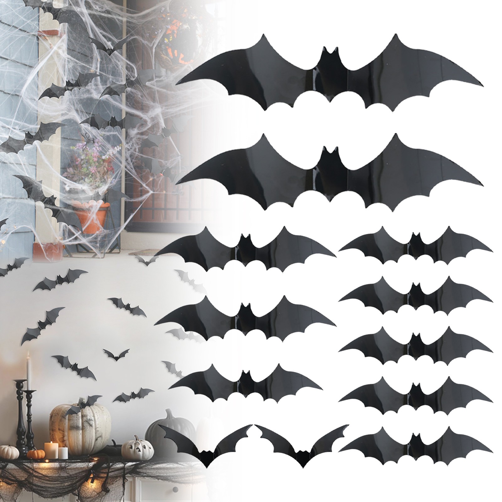 Halloween 3D Bats Decorations, 12 Pcs Decorations Bats Wall Deco, Wall ...