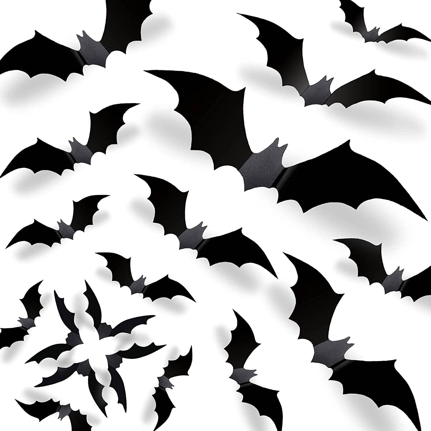 Halloween 3D Bats Decorations, 70 Pcs 5 Sizes Reusable PVC Scary Matte ...