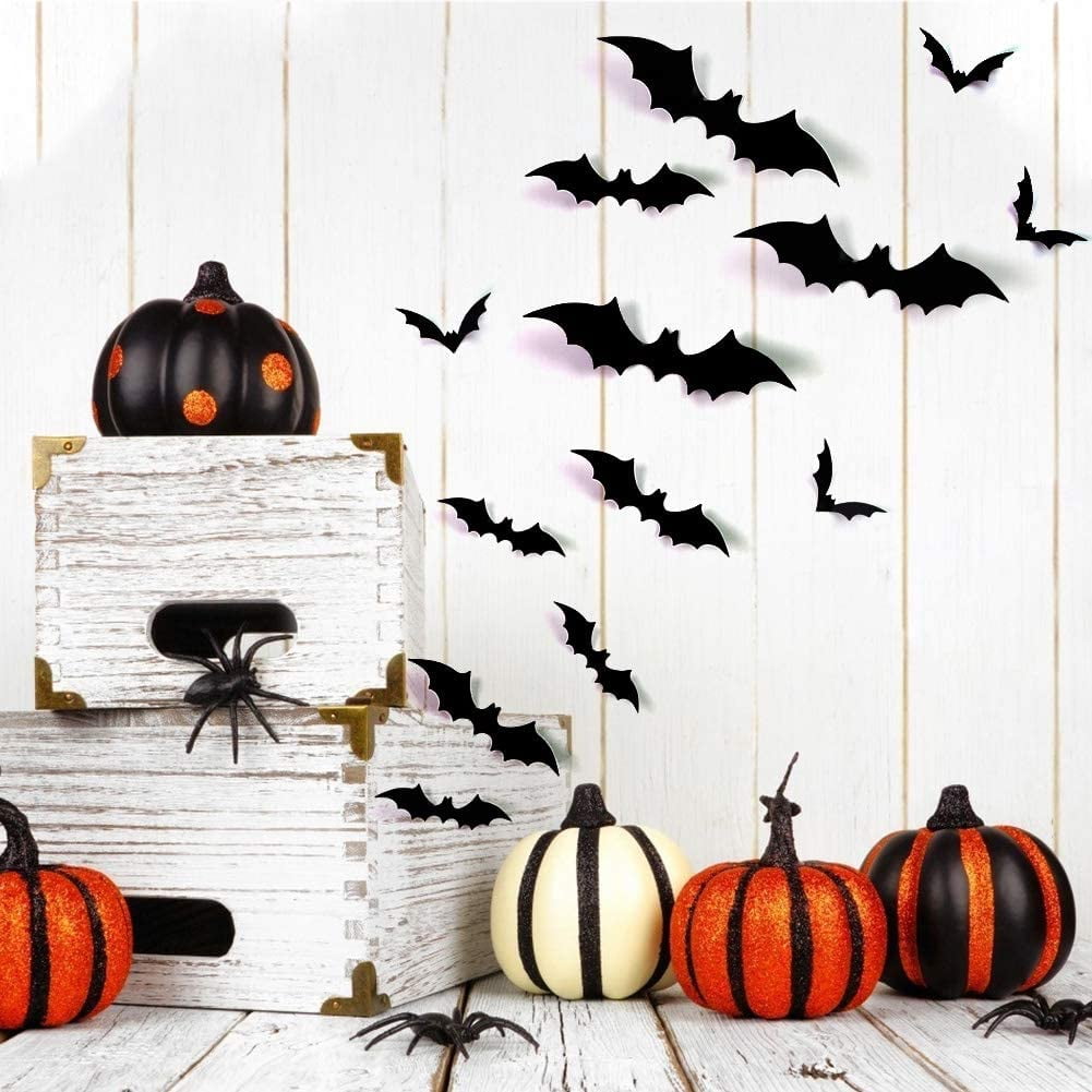 2023 Upgraded Halloween 3D LED Bats, 36 Pcs Reusable PVC Wall Stickers ...