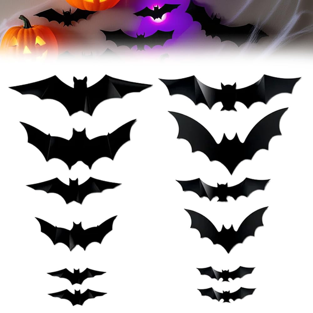 Halloween 3D Lighted Bats, LED Purple Lighted 3D Bats,Upgrade LED ...