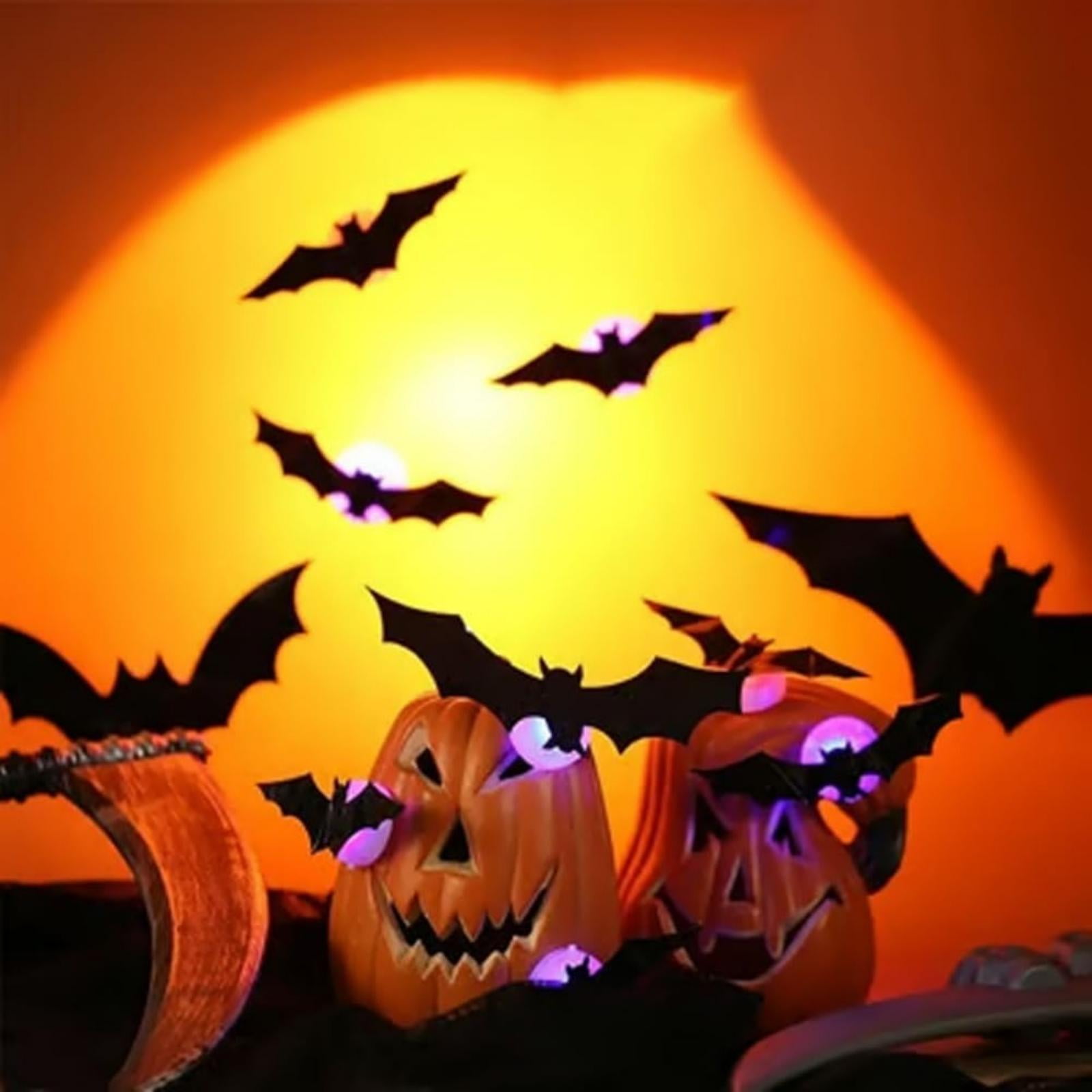Halloween 3D Lighted Bats, Lighted 3D Bat Stickers Assorted, LED Glow ...
