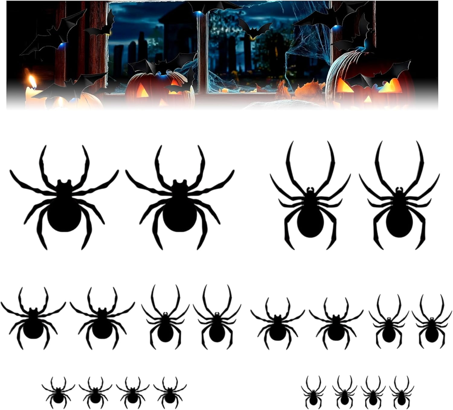Halloween 3D Lighted Spiders, 2026 New 3D Spider Design LED Decoration ...