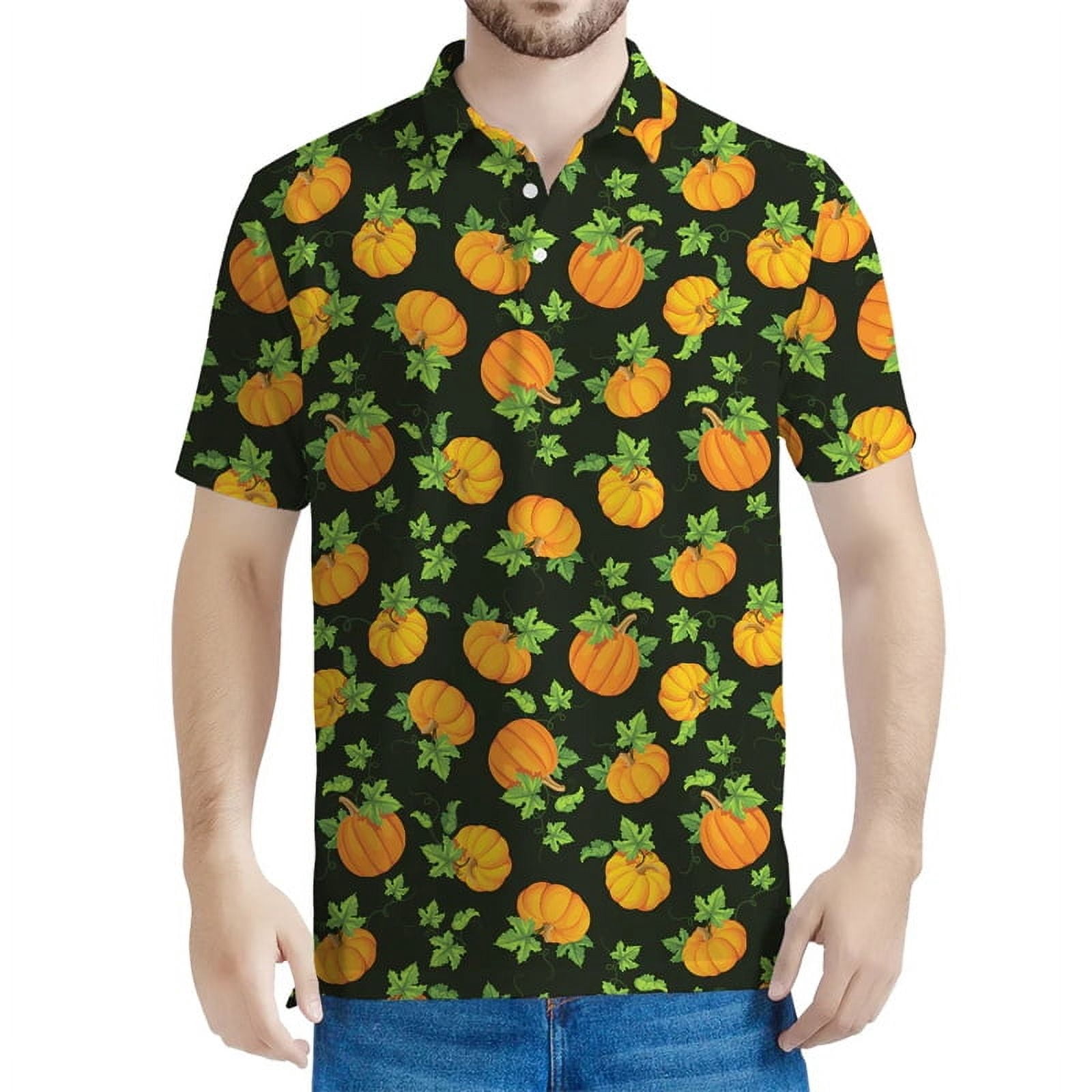Halloween 3D Printed Polo Shirt For Men Pumpkin Pattern Short Sleeve ...