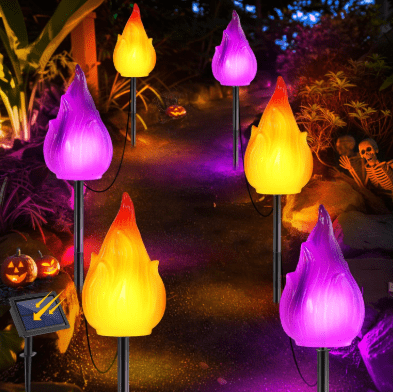Halloween 3PCS Multicolor Solar Torch Lights with Flickering Flame ...