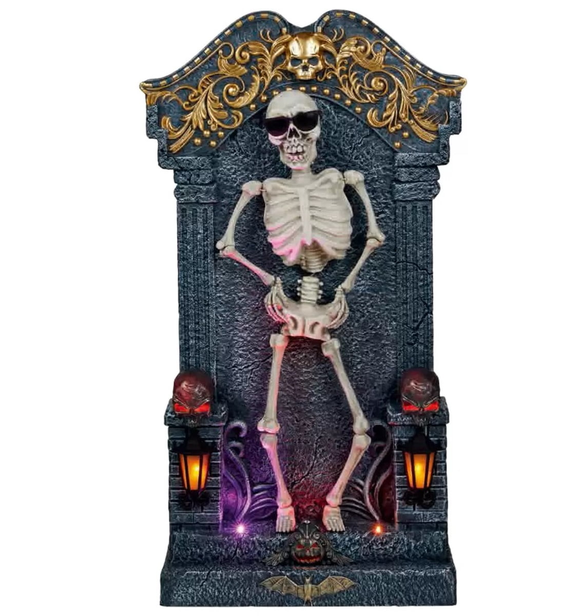 Halloween 3ft Animated Skeleton Tombstone with Music and LED Lights ...