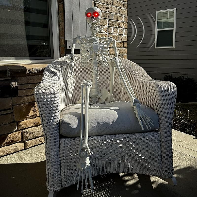 Halloween 5.5FT Life Size Skeleton Decoration - Realistic Pose-n-Stay ...
