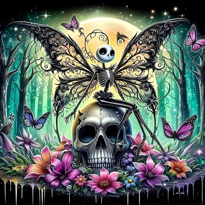 Halloween 5D Diamond Painting Kits for Adult, Horror Skull Flower ...