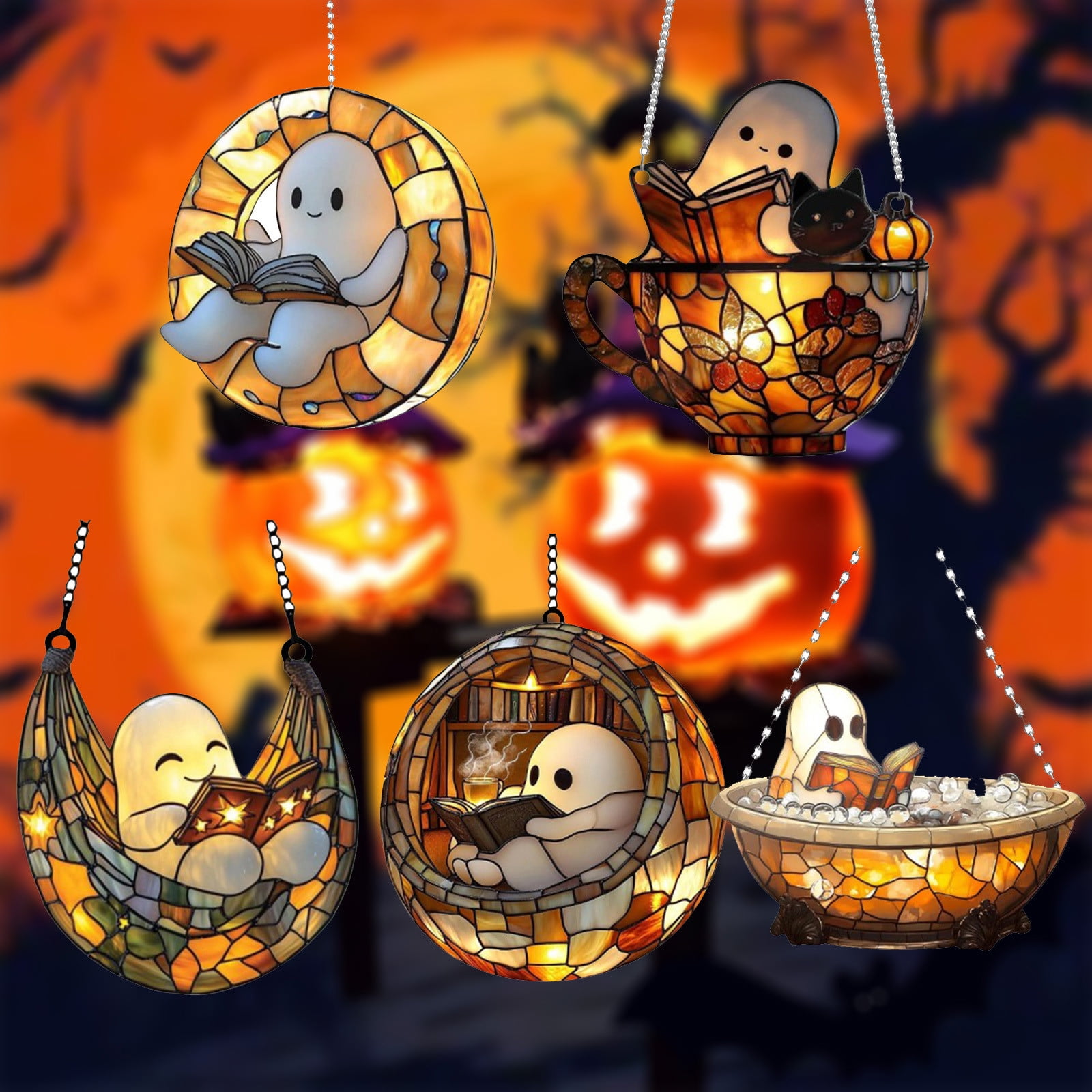 Halloween 7D Ghost Bubble Night Light Decoration - Reading Book ...