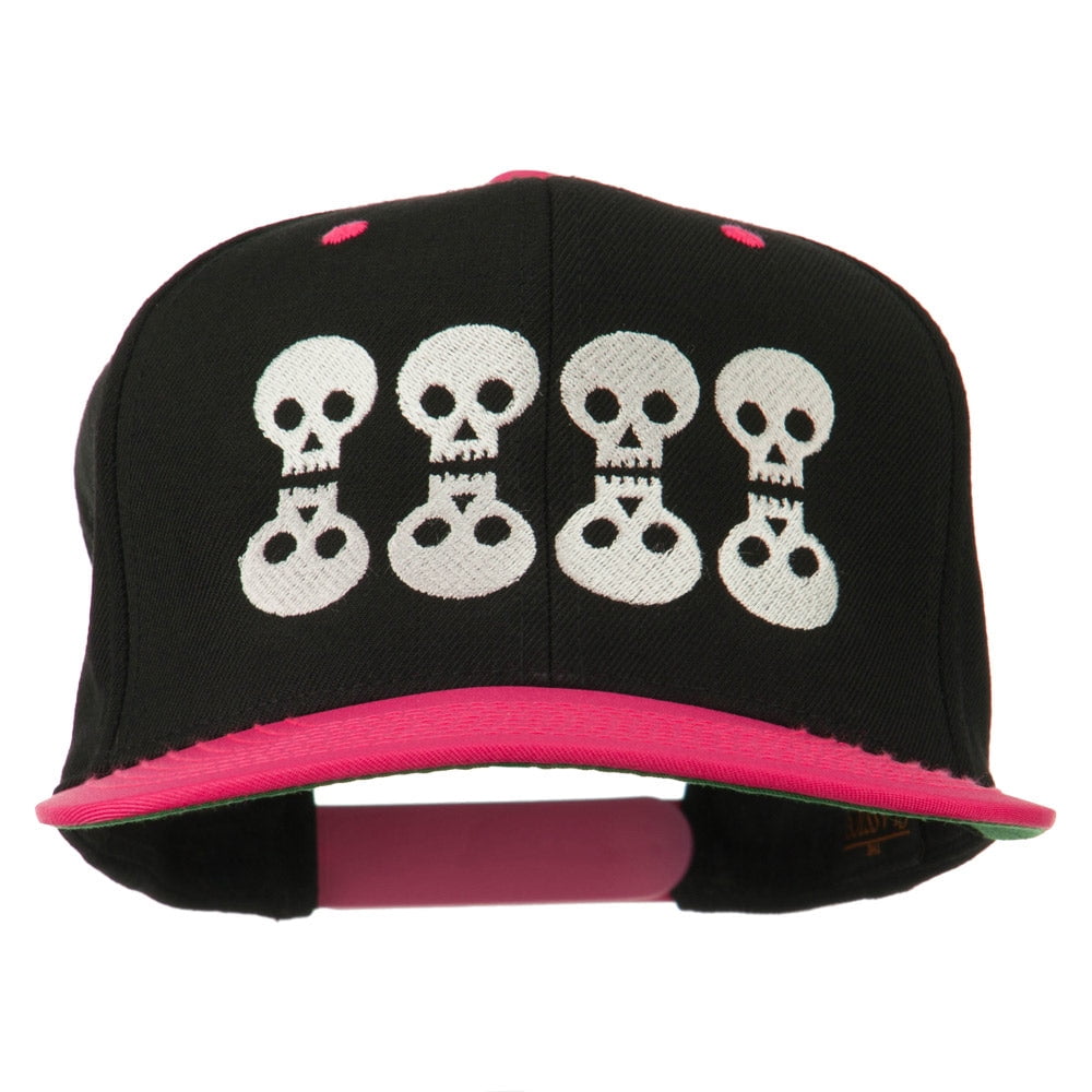 Halloween 8 Skulls Embroidered Snapback Cap - Black Pink OSFM - Walmart.com