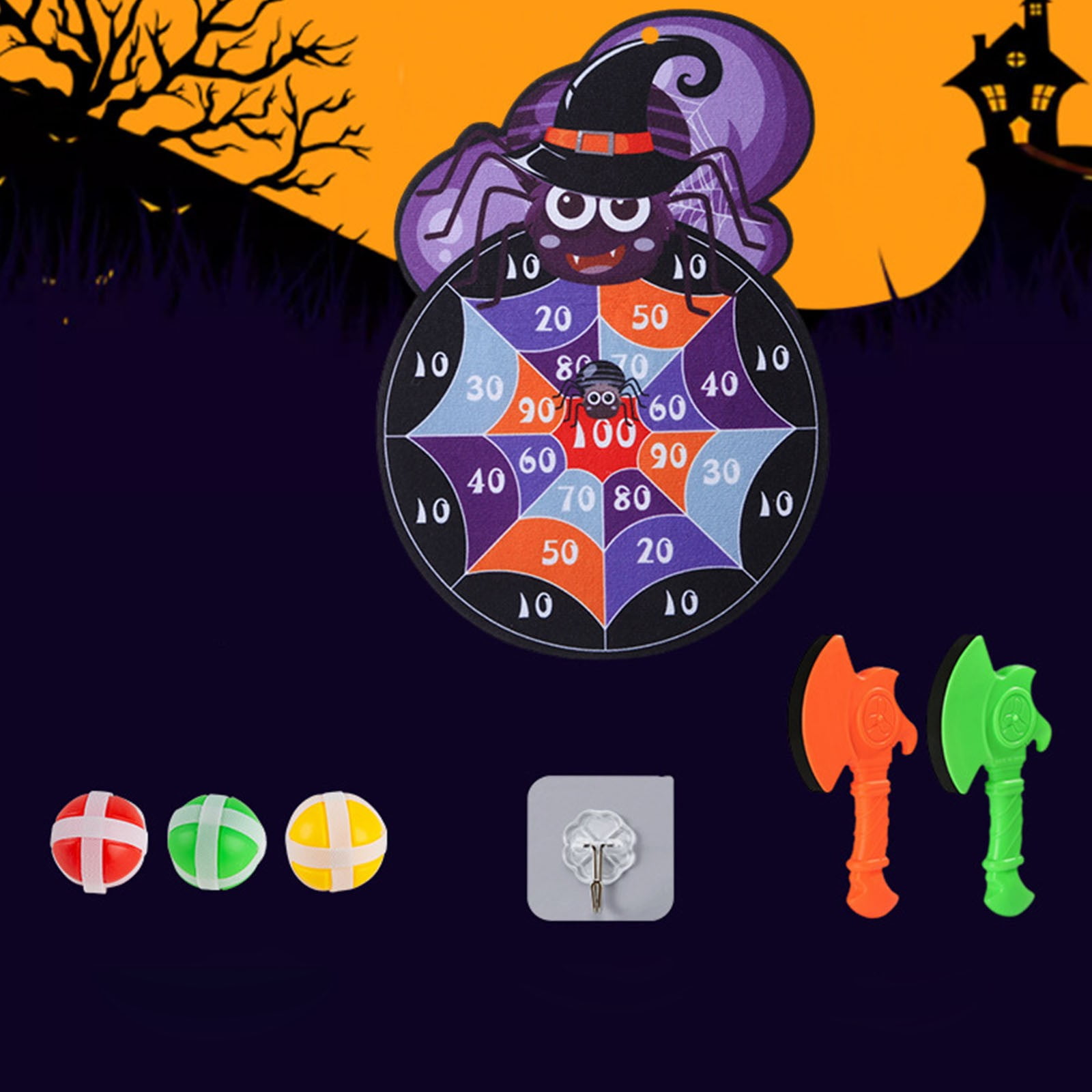 Halloween Adhesive Ball Game - Foldable Sticky Target Board with Hook ...