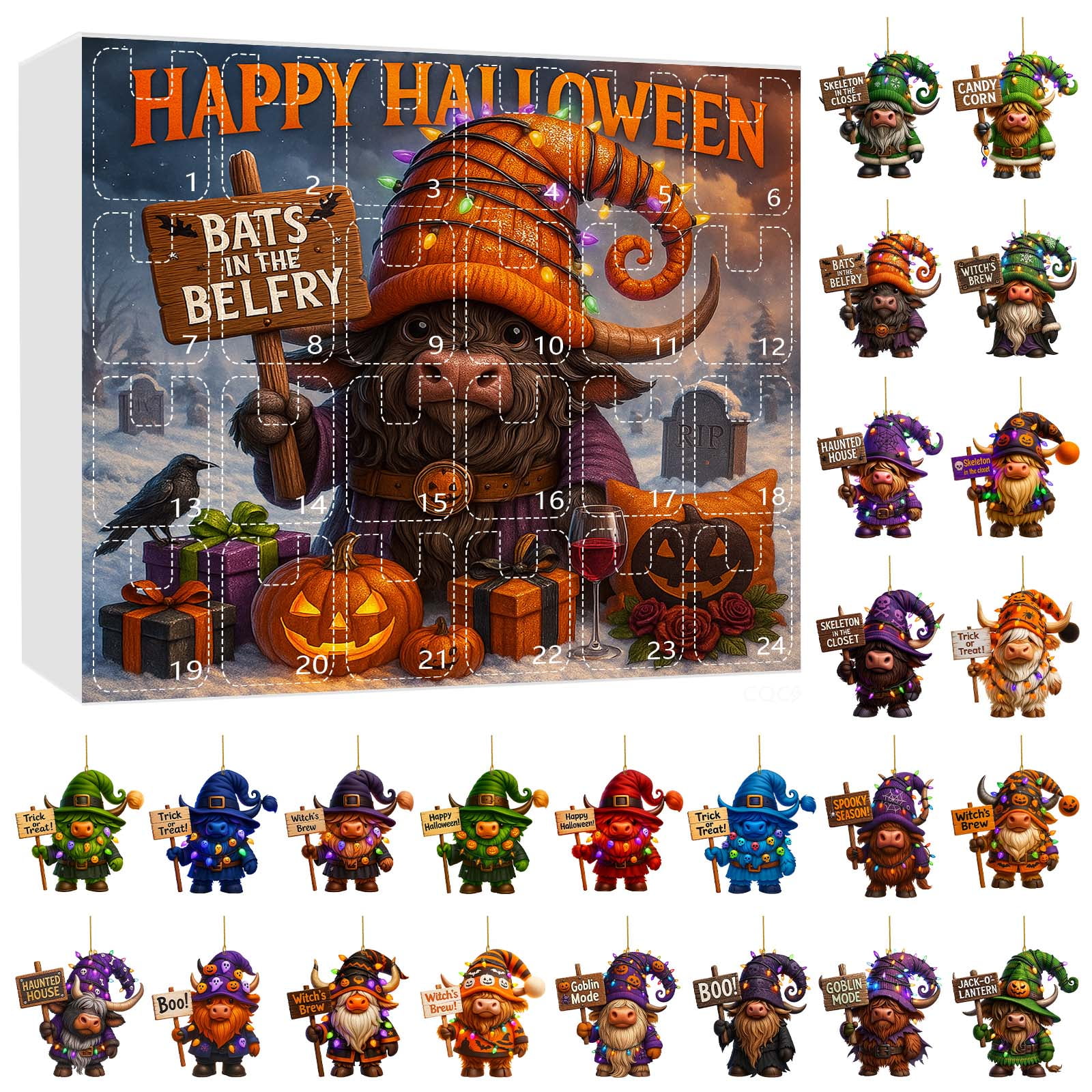 Halloween Advent Calendar 2025, Halloween Countdown 2D Acrylic Highland ...