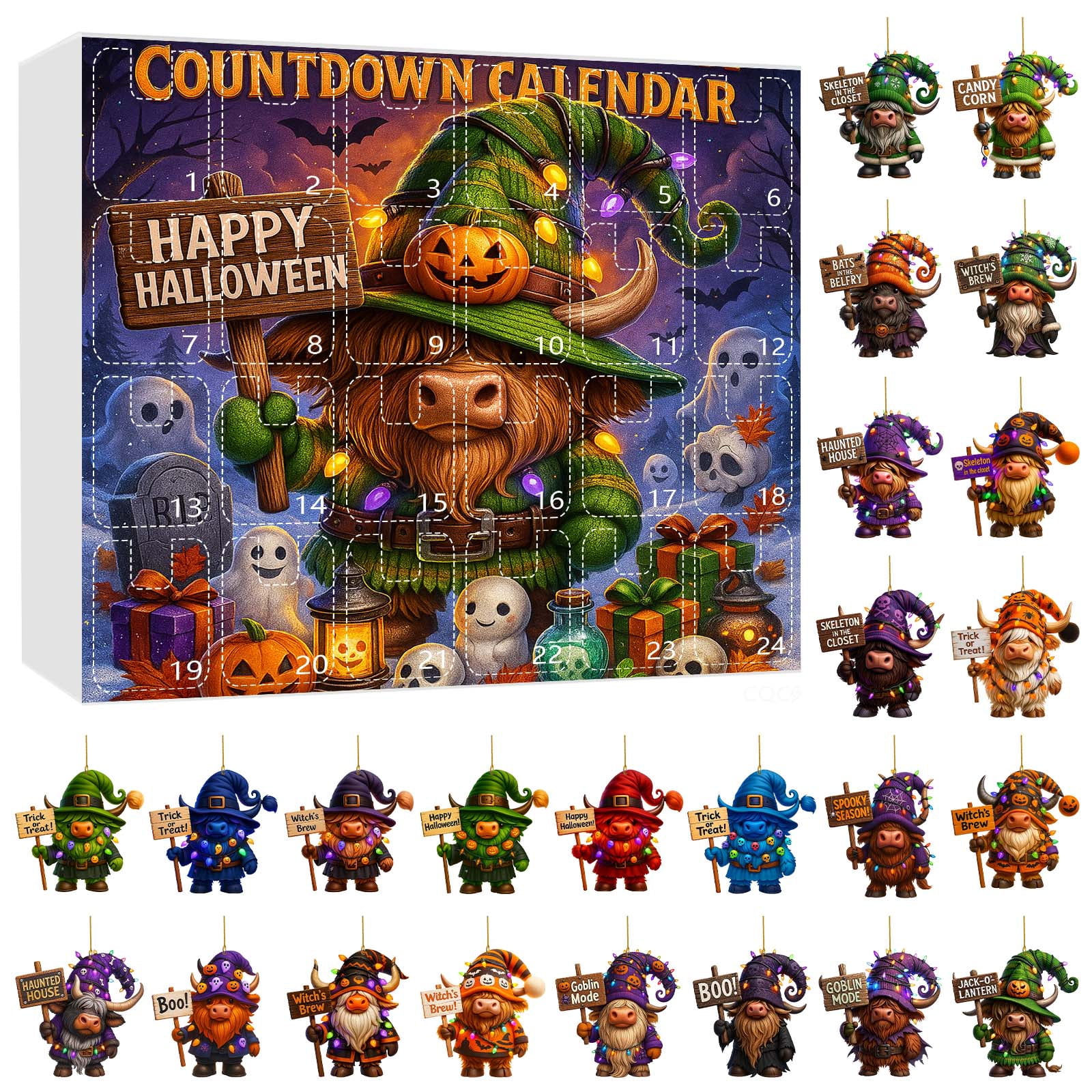 Halloween Advent Calendar 2025, Halloween Countdown 2D Acrylic Highland ...