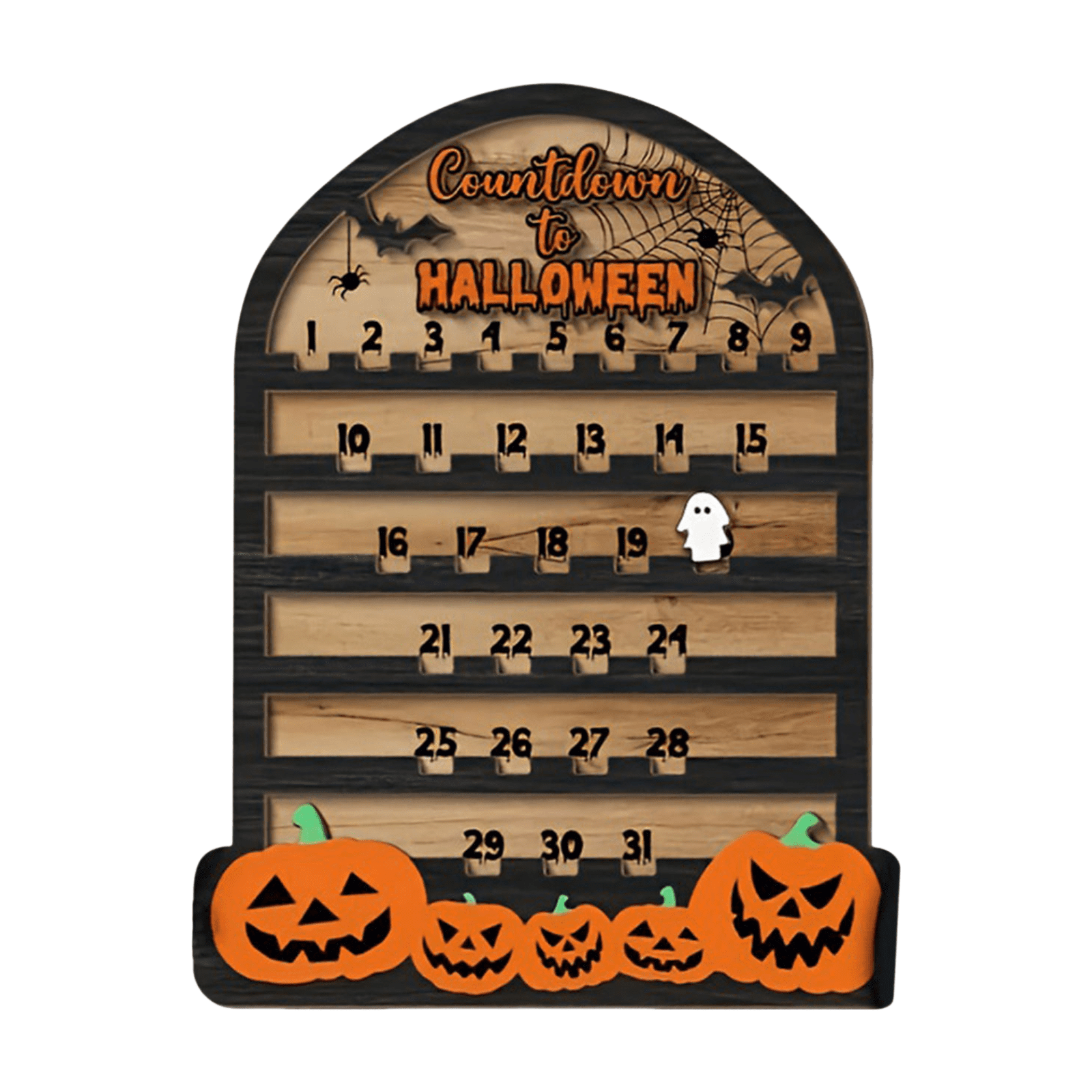 Halloween Advent Wooden Countdown Calendar, Pumpkin Bat Calendar ...