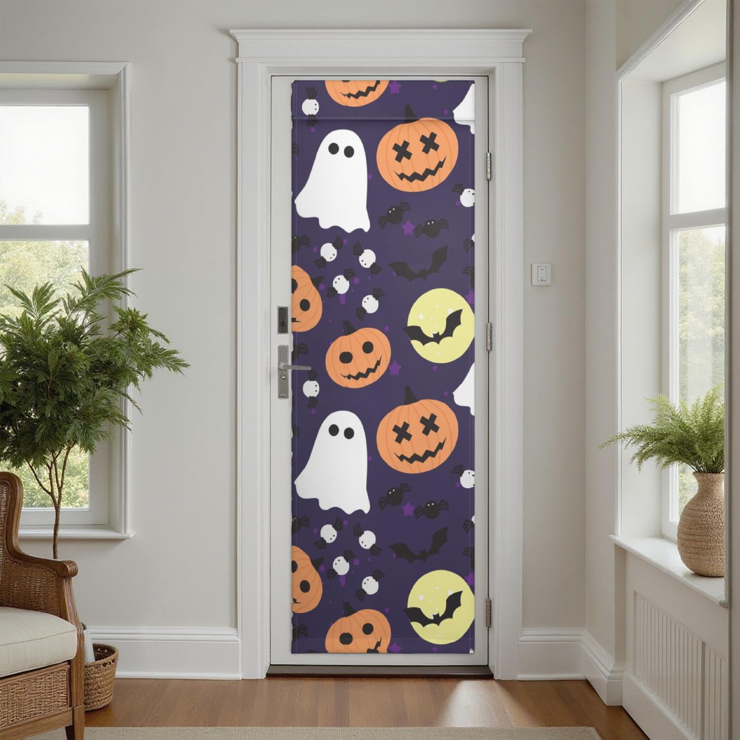 Halloween Aesthetic Velcro Door Curtain - Cute Ghost and Pumpkin ...