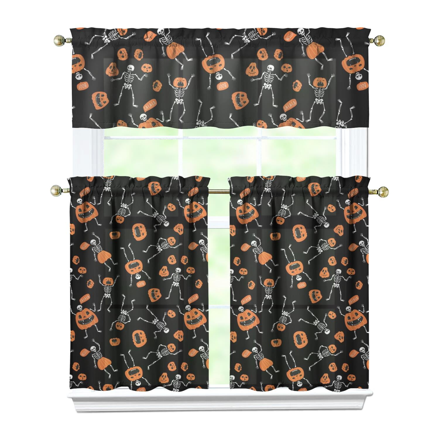 Halloween Aesthetic Window Treatments 3PC Set - Skull Spider Cobweb ...