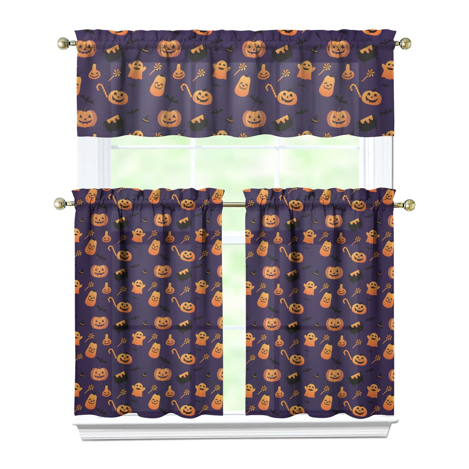 Halloween Aesthetic Window Treatments 3PC Set - Skull Spider Cobweb ...