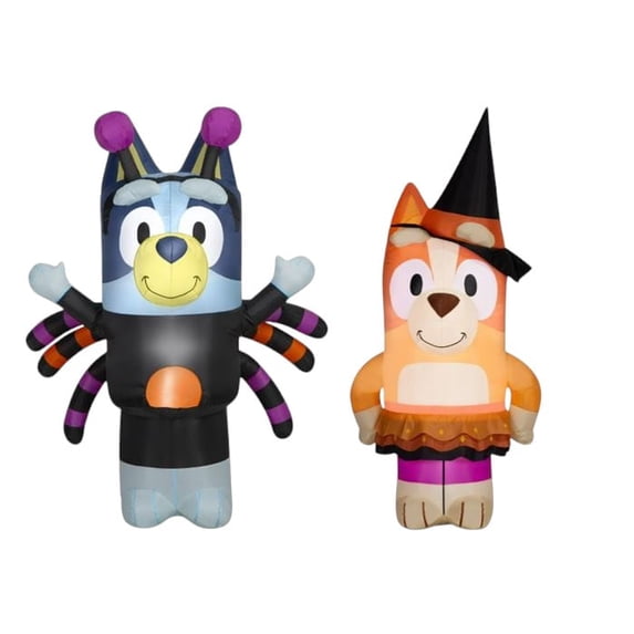 Halloween Airblown Yard Inflatables Bluey in Spider and Bingo as Witch ...