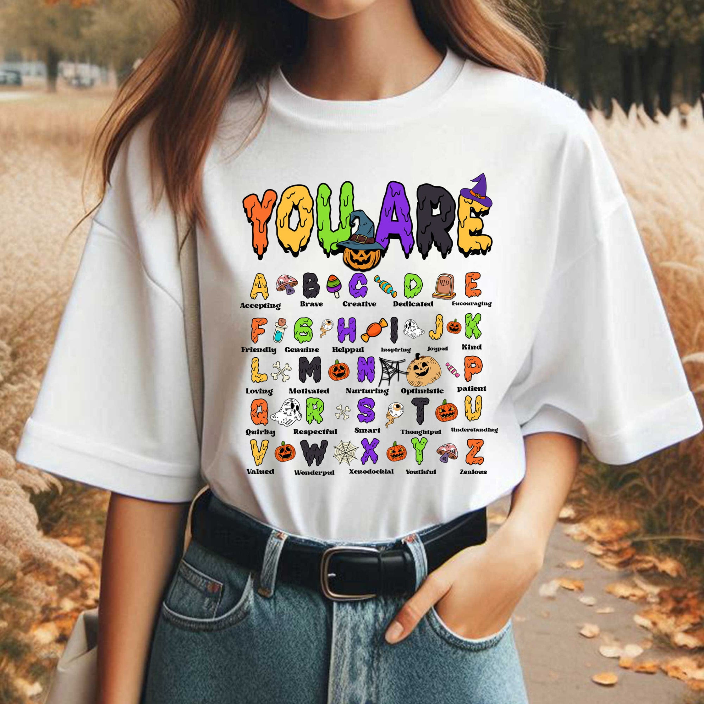 Halloween Alphabet Spooky Teacher Shirt, Witcher Shirt, Zombie Shirt ...