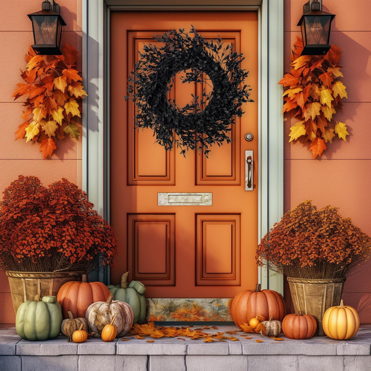 Halloween And Thanksgiving Simulation Green Plant Door Garlands ...